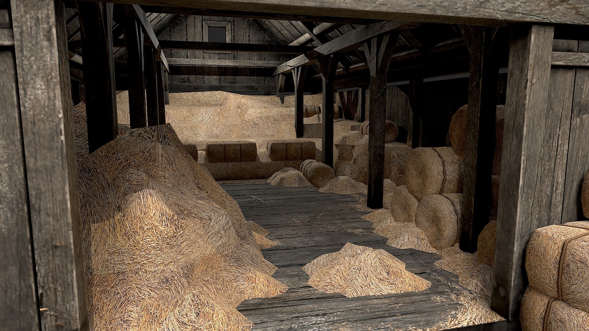 Old Village Hay Barn Hay And Haystack PBR 3D - TurboSquid 2359654