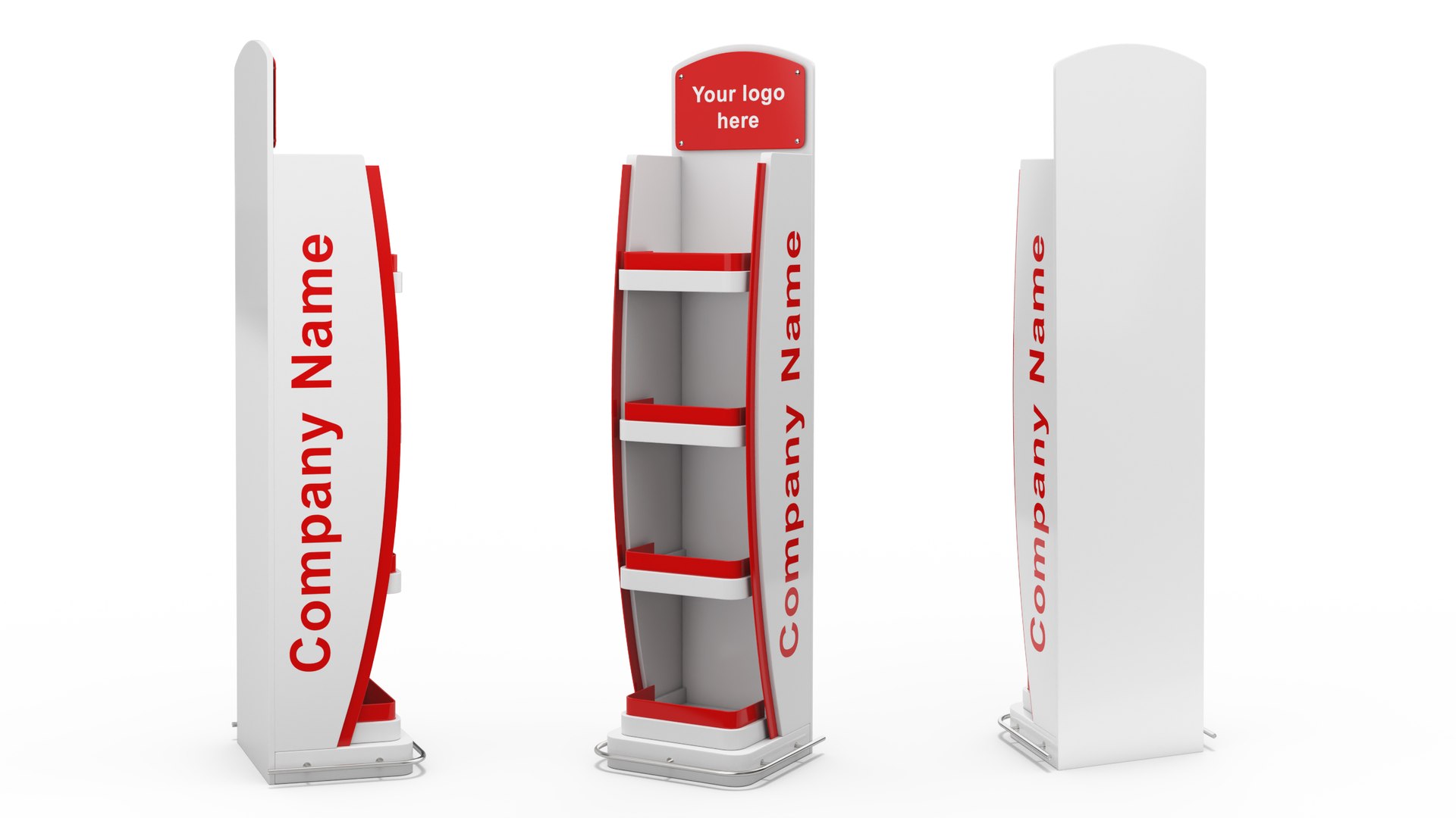 White Red Promotion Floor Display Mockup 3D - TurboSquid 2097797
