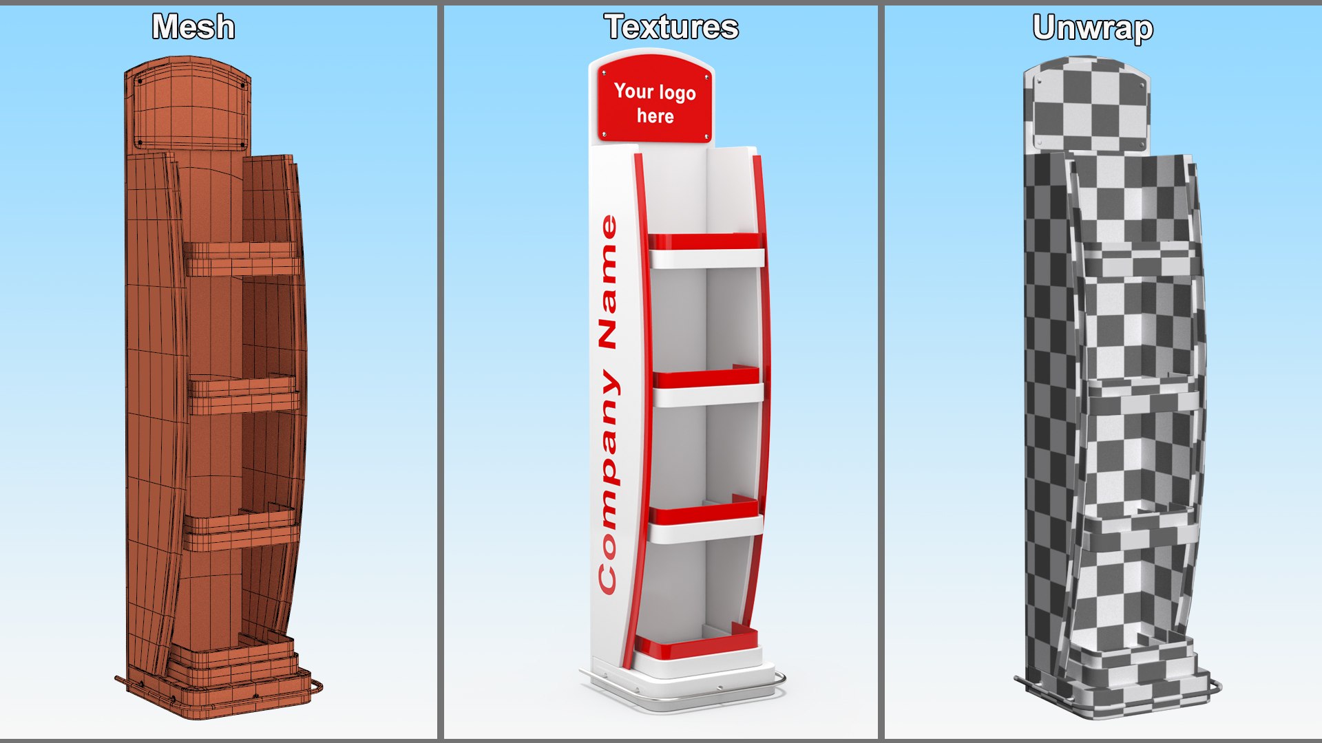 White Red Promotion Floor Display Mockup 3D - TurboSquid 2097797