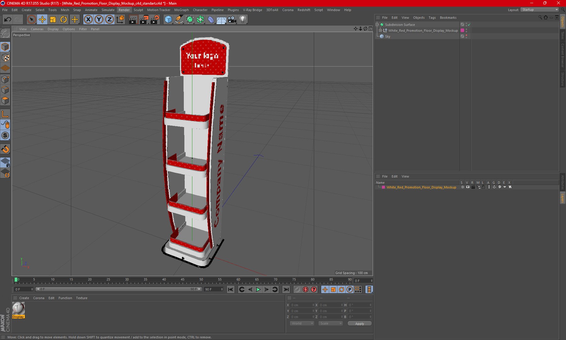 White Red Promotion Floor Display Mockup 3D - TurboSquid 2097797