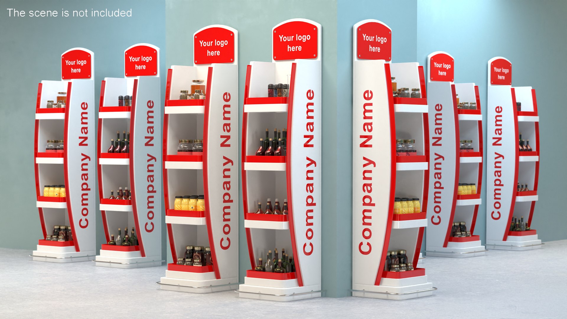 White Red Promotion Floor Display Mockup 3D - TurboSquid 2097797