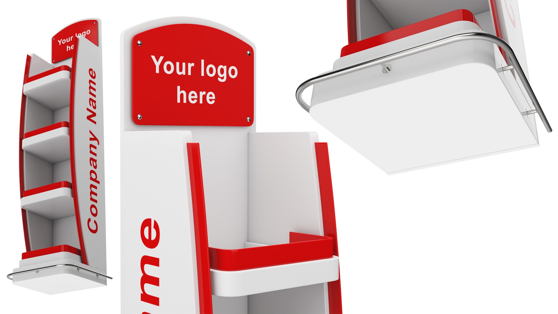 White Red Promotion Floor Display Mockup 3D - TurboSquid 2097797
