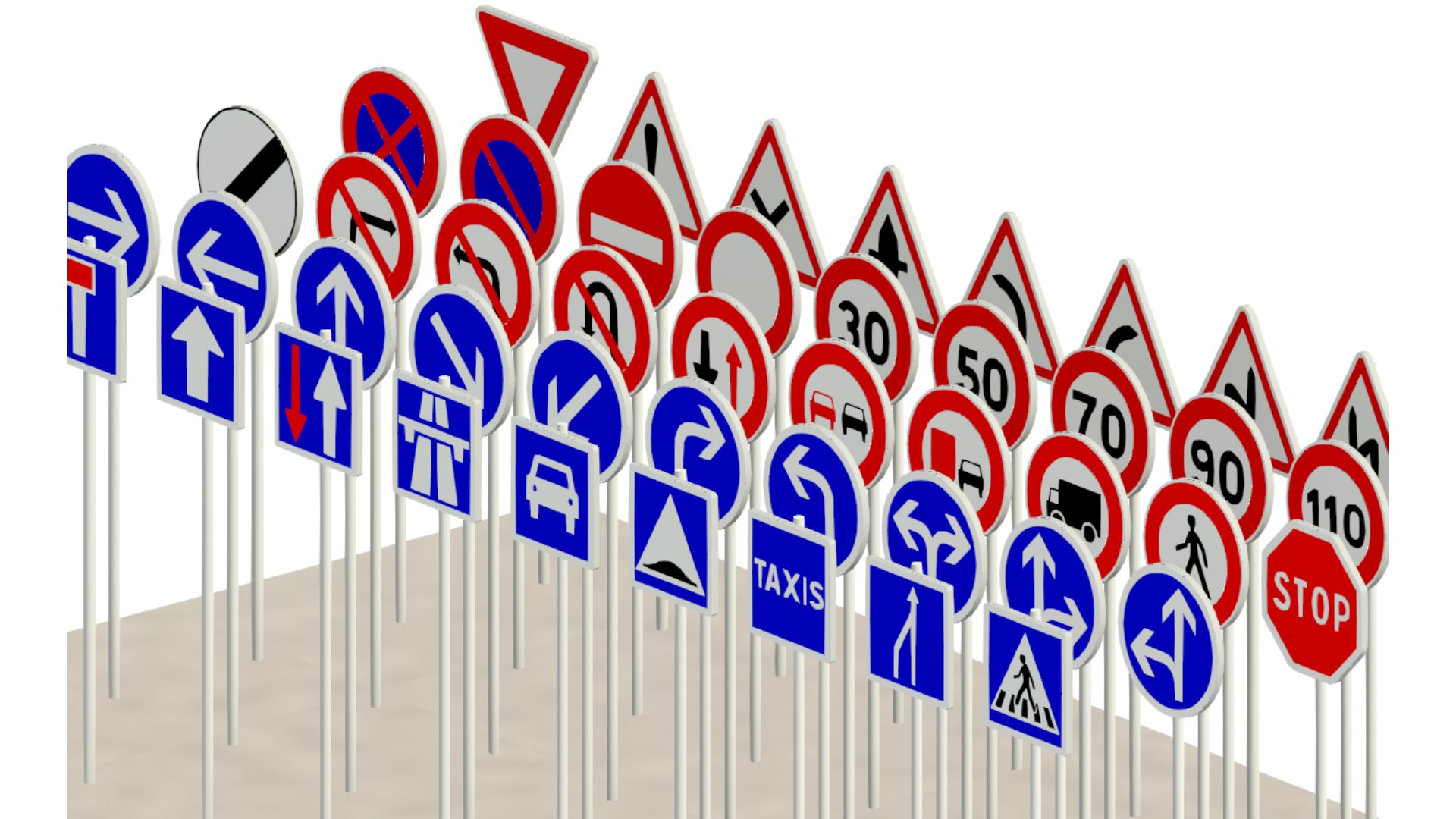 3D Road Signs Pack 50 Realistic 3D Revit Families Europe Standard Model ...