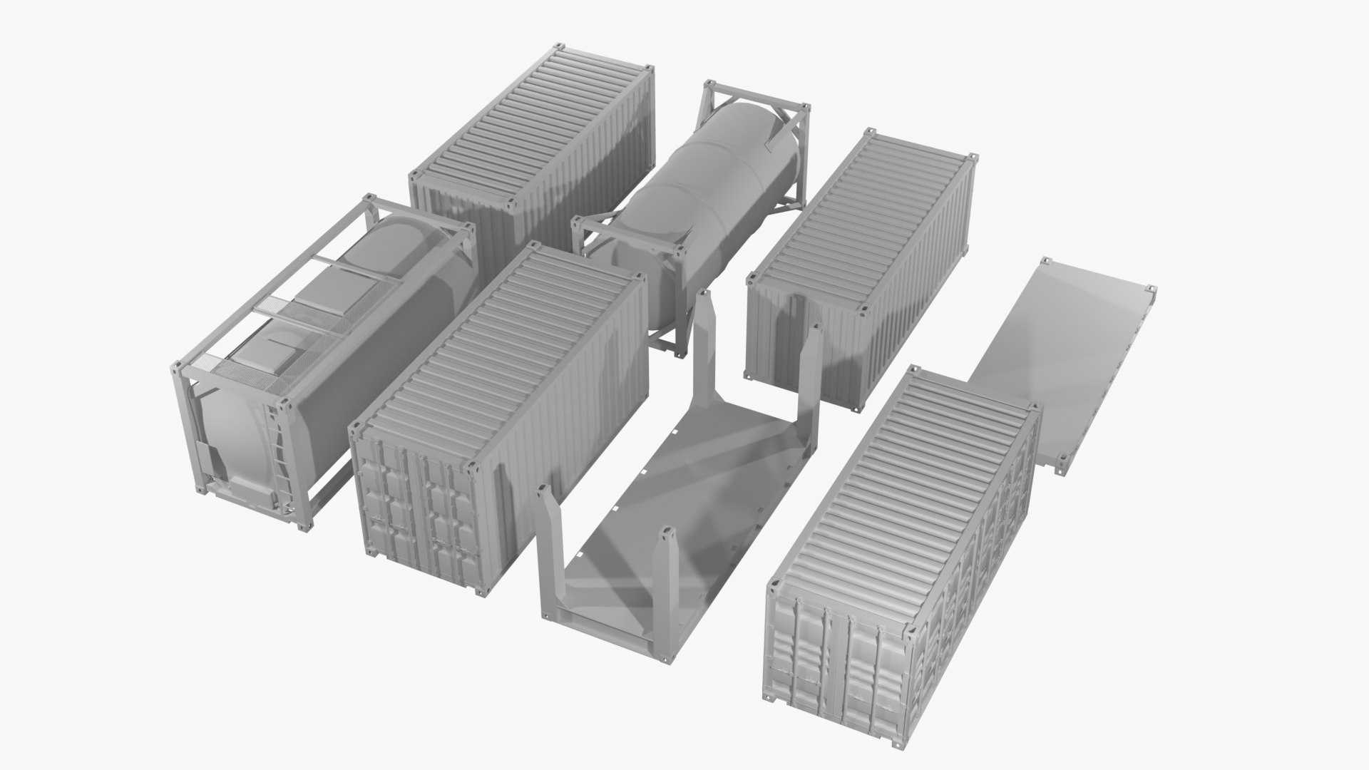 3D Model Container 20ft Set Without Textures - TurboSquid 2018596