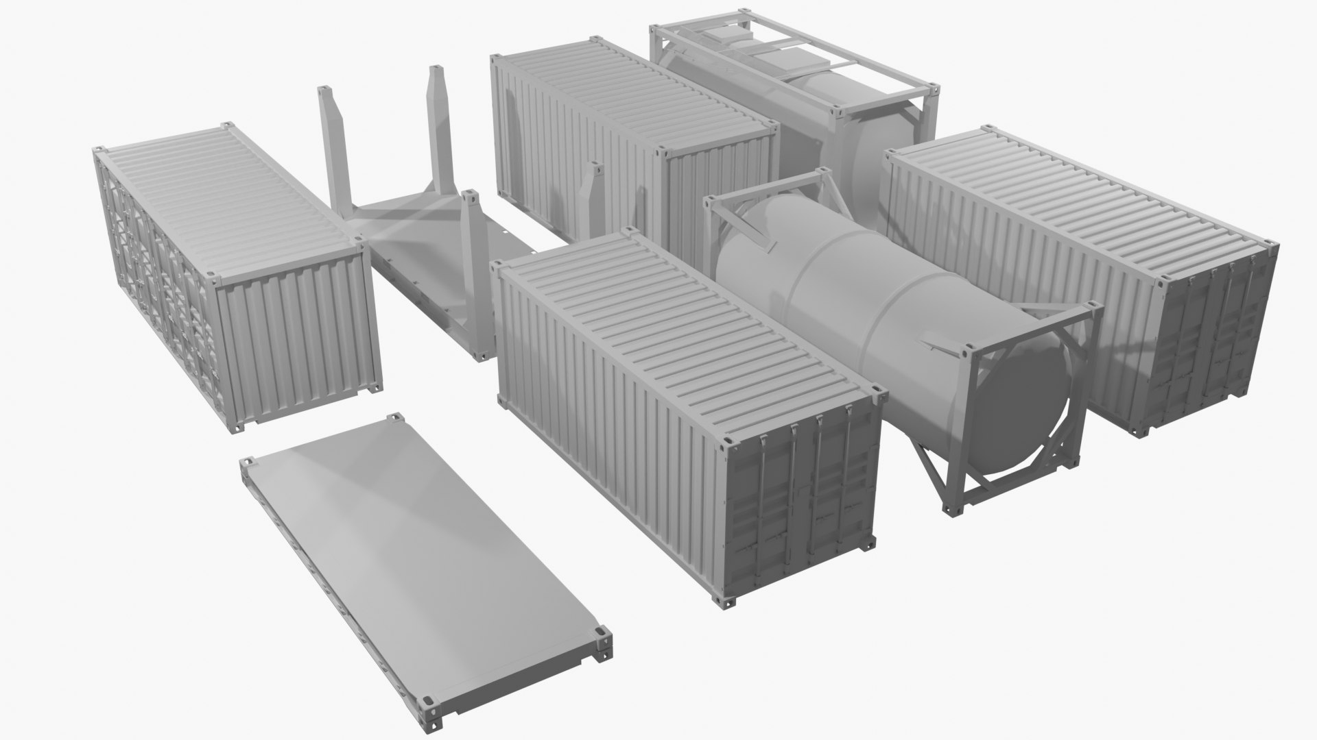 3D Model Container 20ft Set Without Textures - TurboSquid 2018596