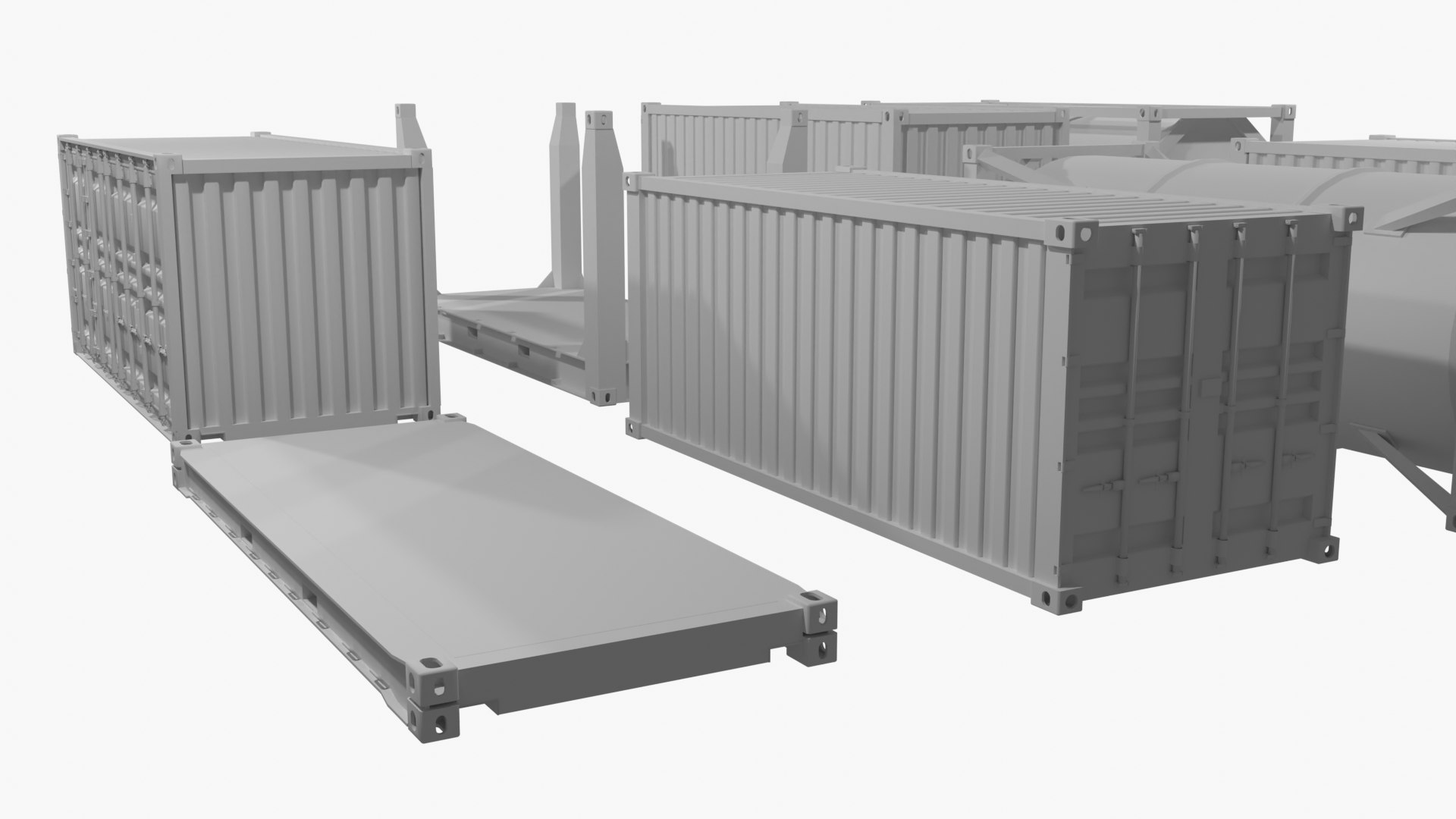 3D Model Container 20ft Set Without Textures - TurboSquid 2018596