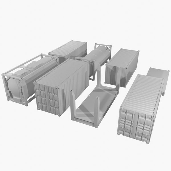 modelo 3d Container 20ft Set without textures - TurboSquid 2018596