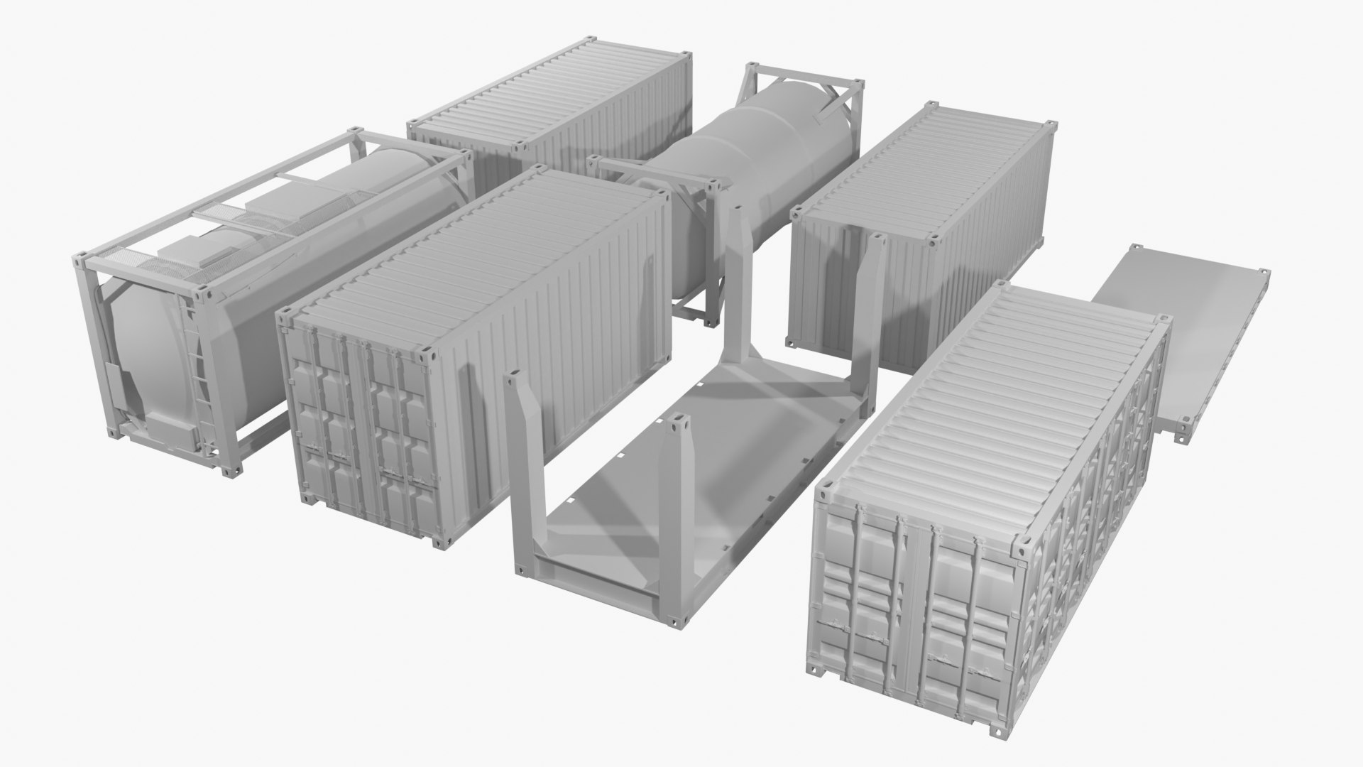 3D Model Container 20ft Set Without Textures - TurboSquid 2018596