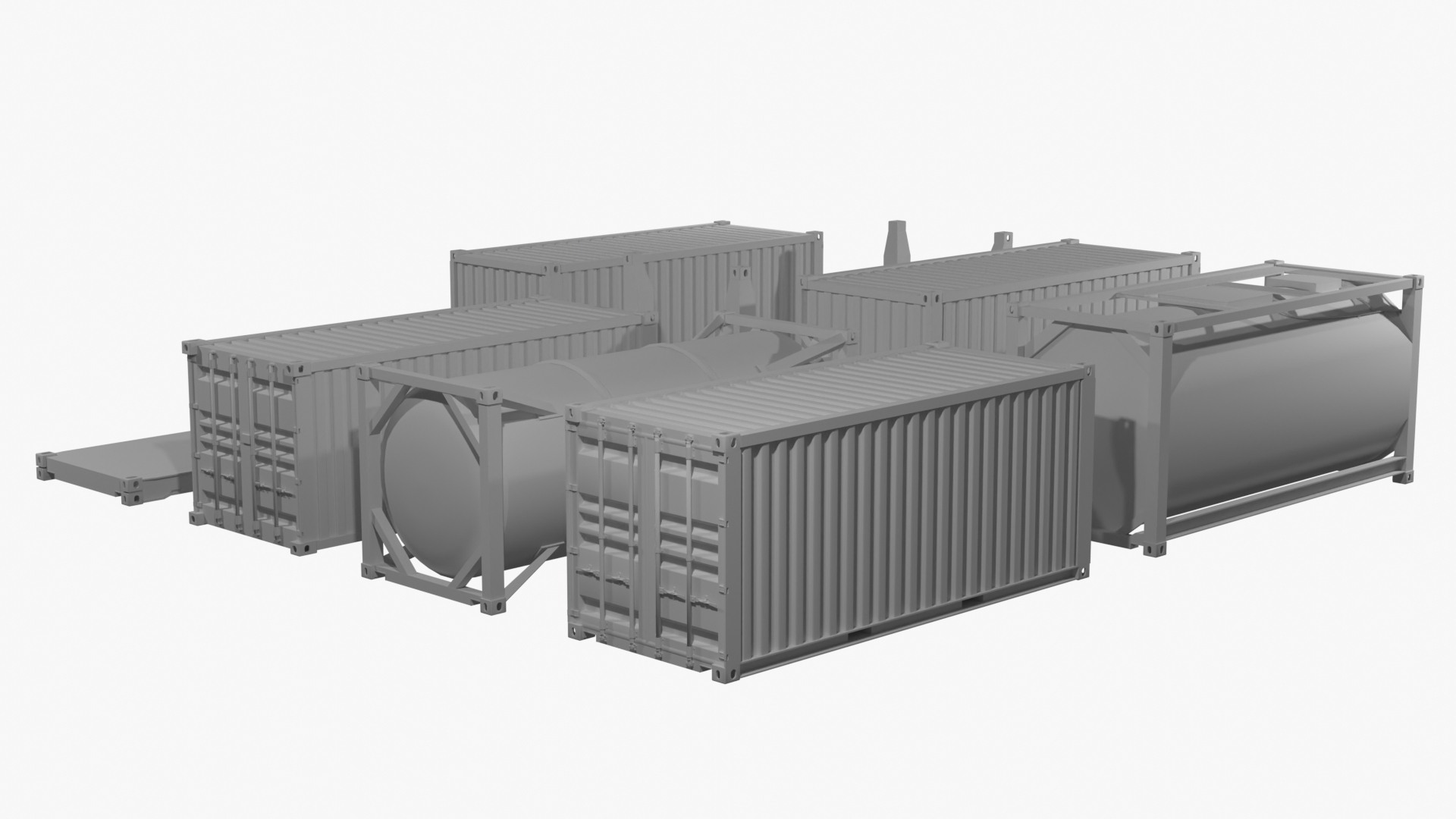 3D Model Container 20ft Set Without Textures - TurboSquid 2018596