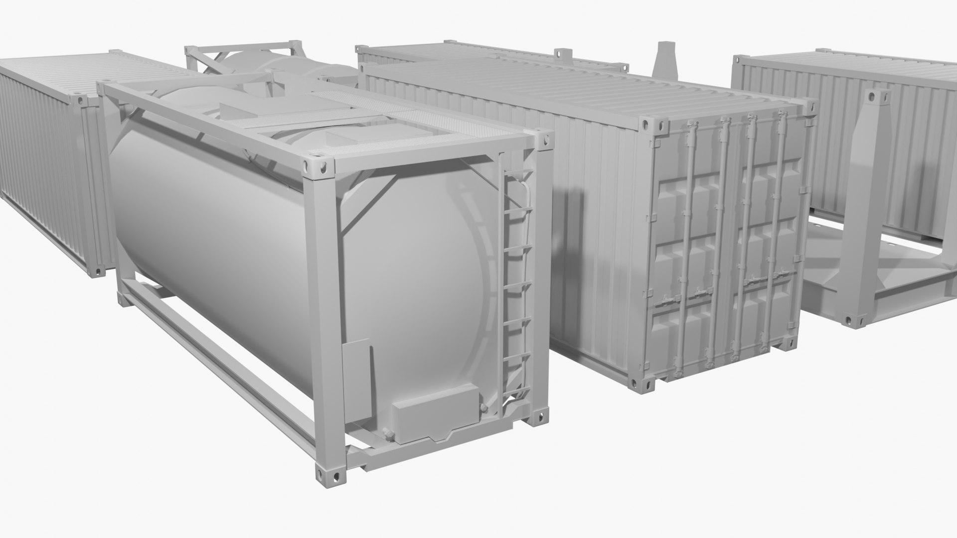 3D Model Container 20ft Set Without Textures - TurboSquid 2018596