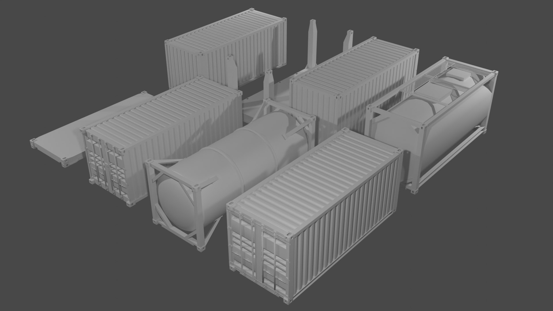 3D Model Container 20ft Set Without Textures - TurboSquid 2018596