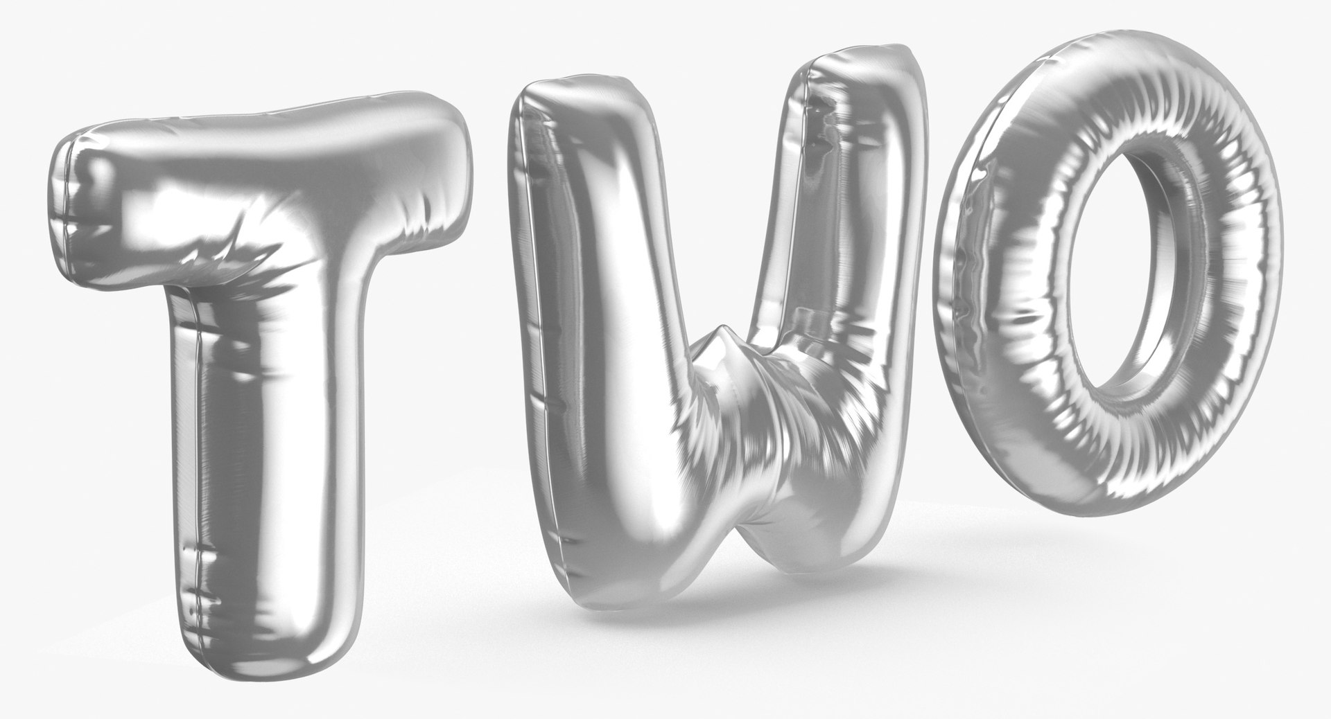 3D Foil Baloon Words Two Silver - TurboSquid 1747538