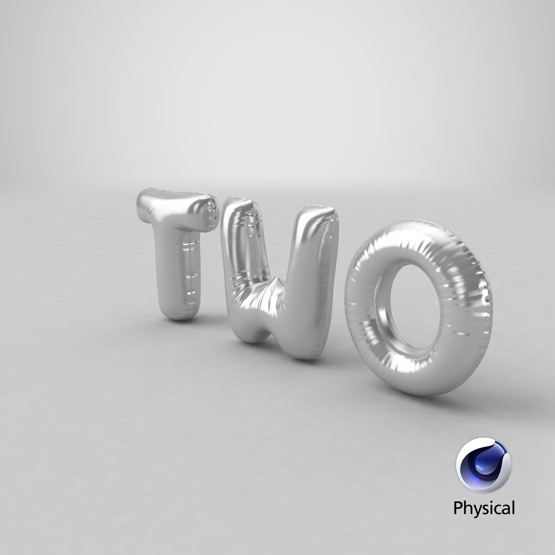 3D Foil Baloon Words Two Silver - TurboSquid 1747538