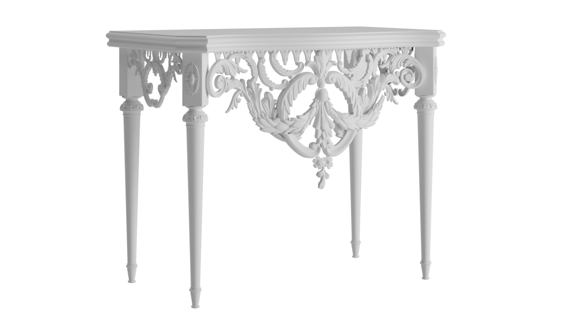 3D Ornate Wooden Console Table - TurboSquid 2228887