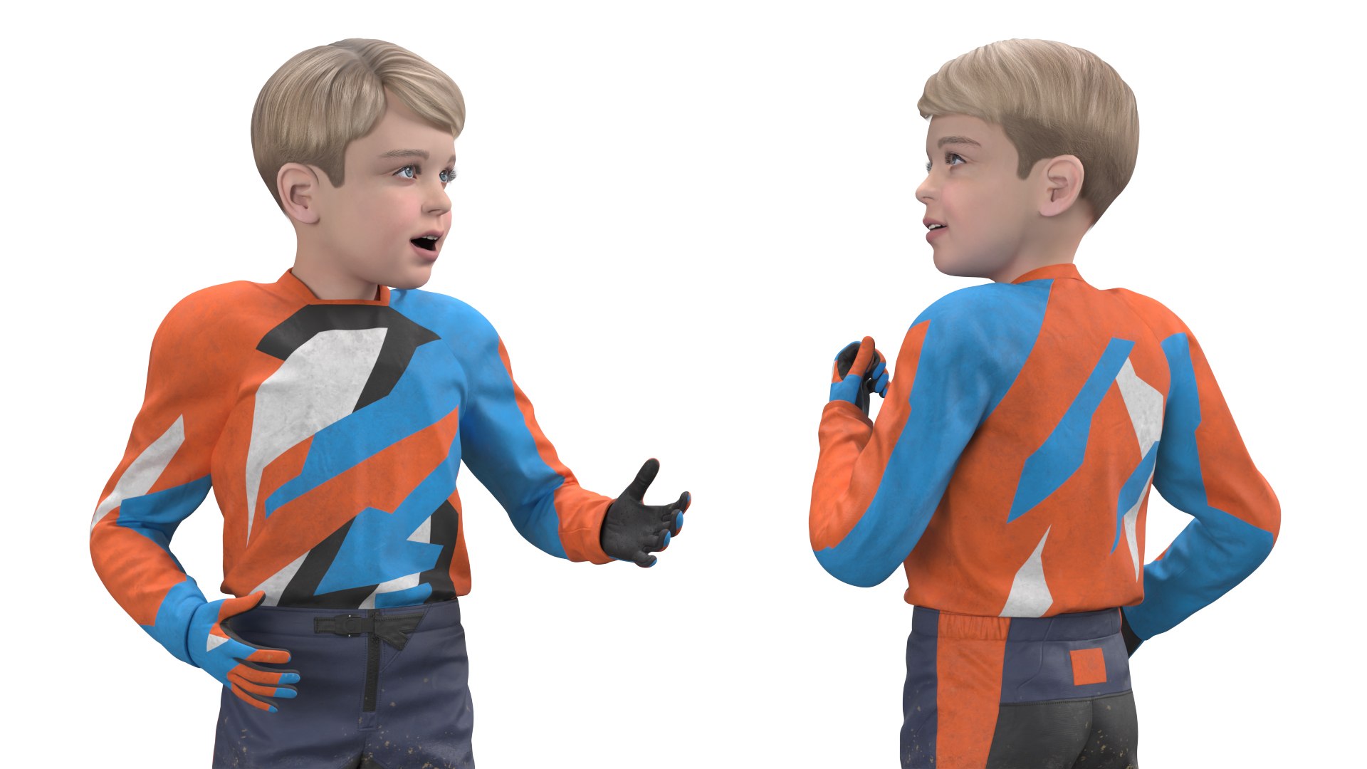Kids Dirt Bike Racer Covered In Mud Rigged For Maya 3D - TurboSquid 2479525