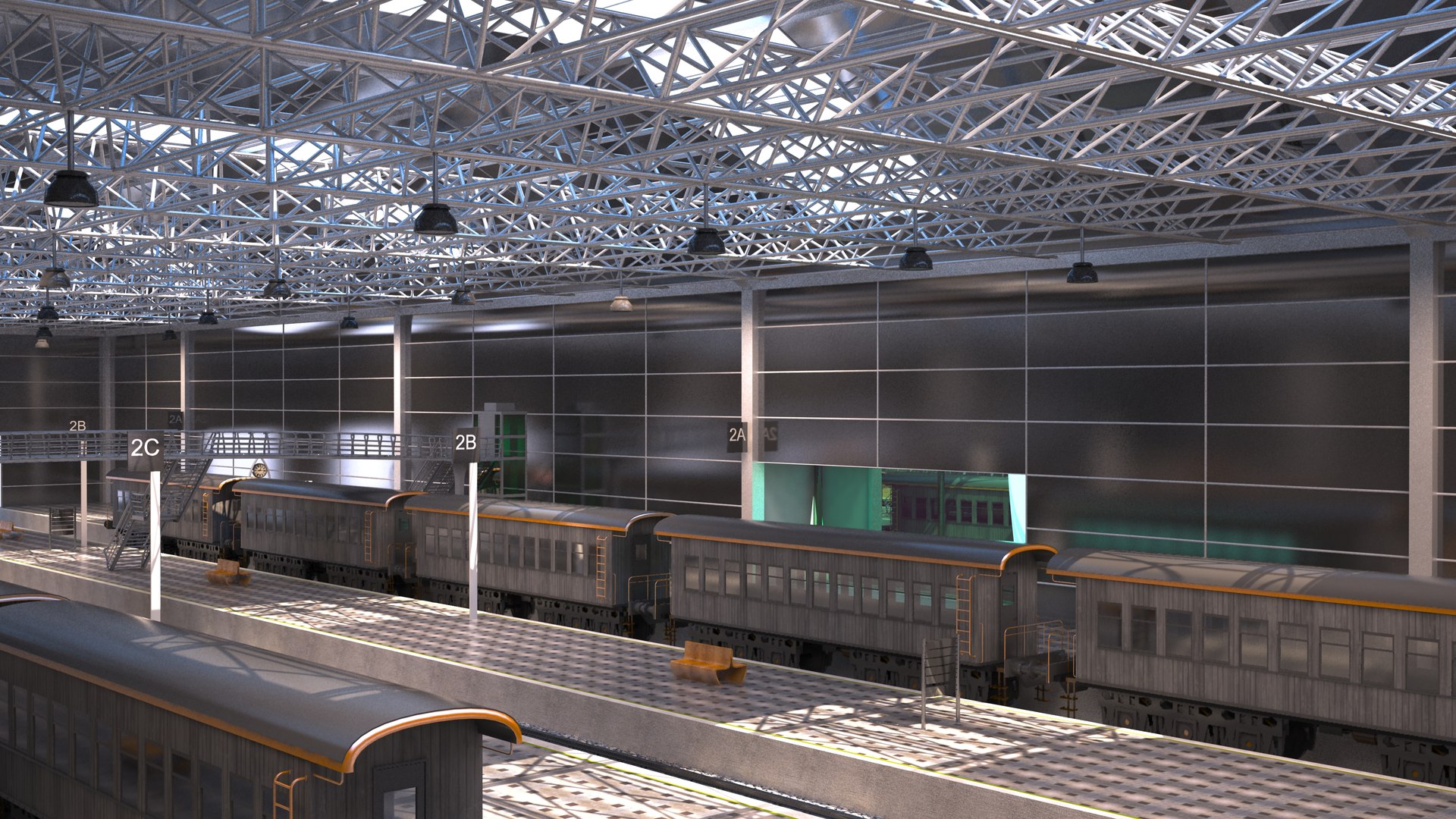 3D train station model - TurboSquid 1523778