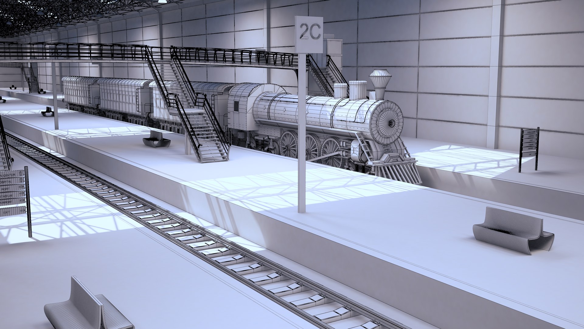 3D train station model - TurboSquid 1523778