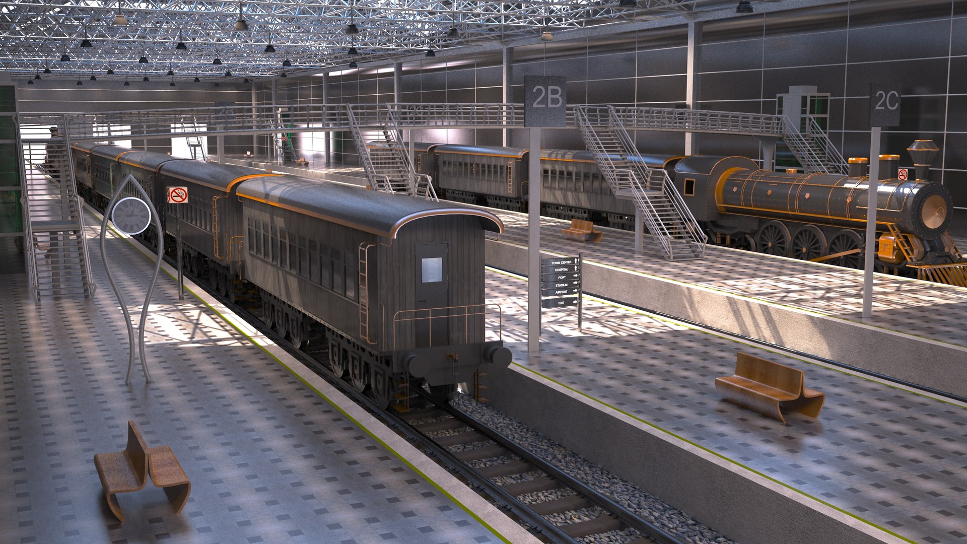 3D train station model - TurboSquid 1523778