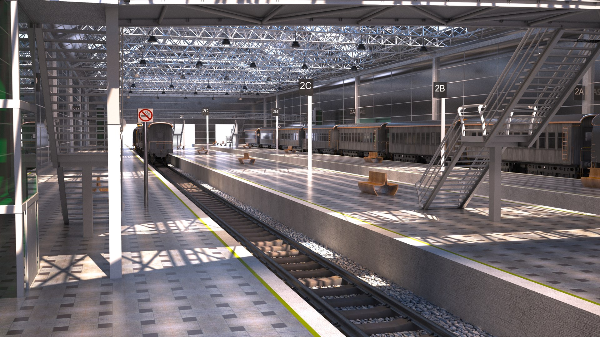 3D train station model - TurboSquid 1523778