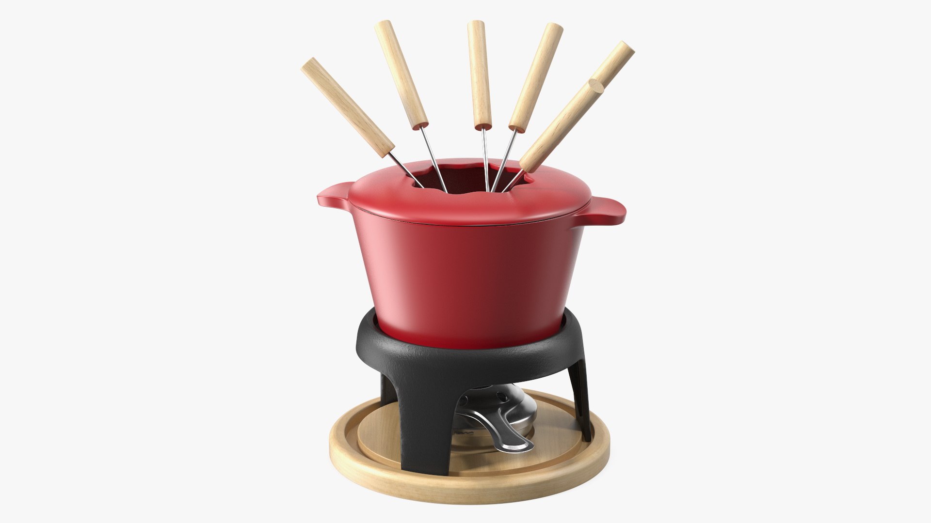 3D Red Cast Iron Fondue Set Model - TurboSquid 2141584