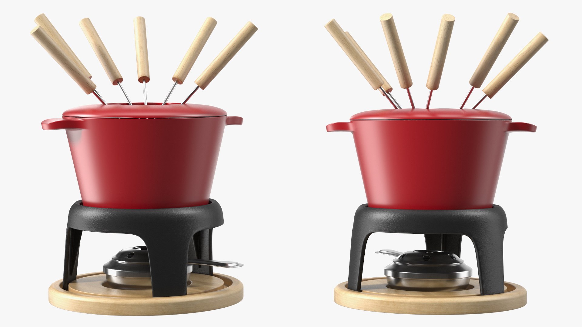 3D Red Cast Iron Fondue Set Model - TurboSquid 2141584