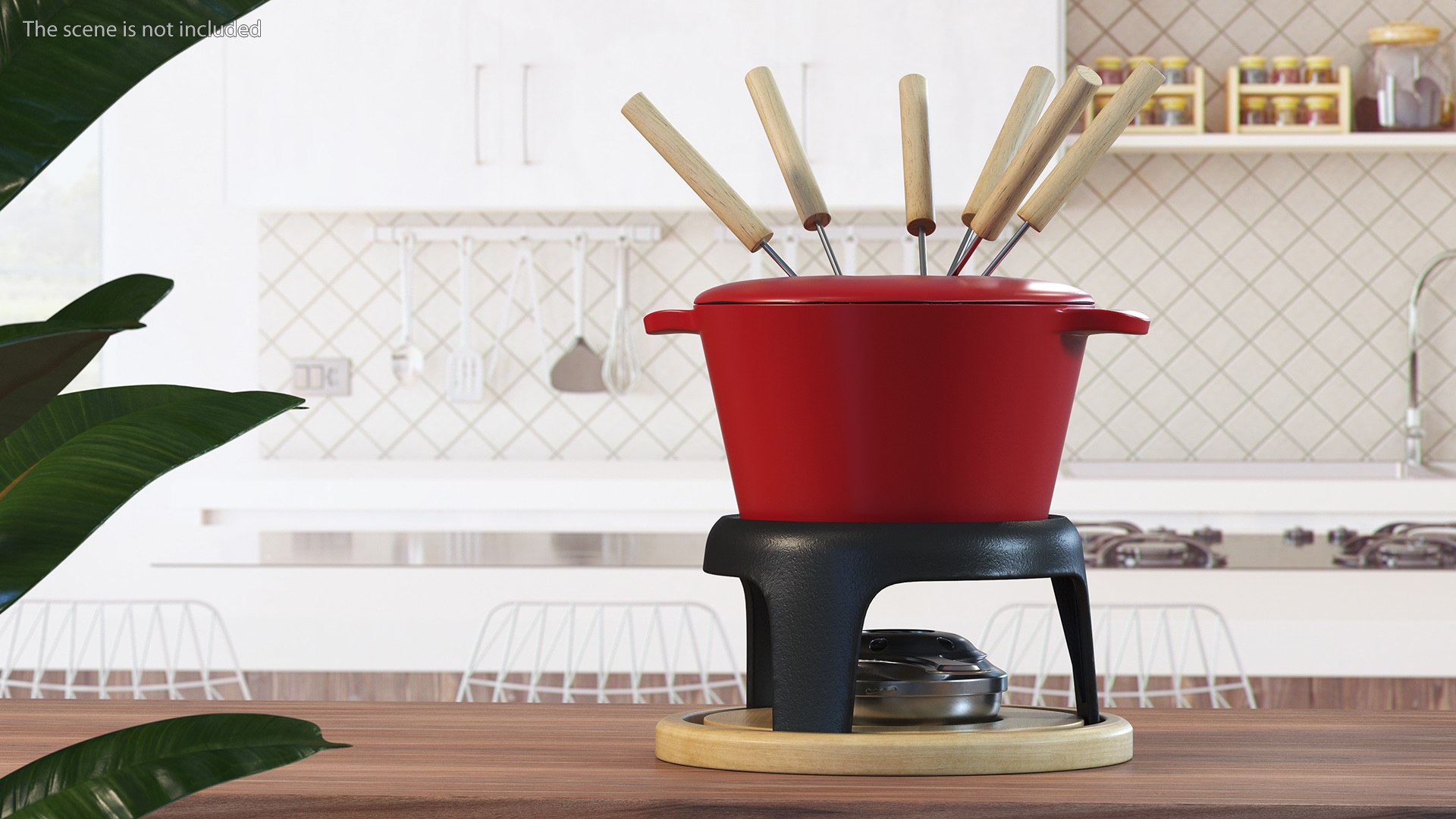 3D Red Cast Iron Fondue Set Model - TurboSquid 2141584