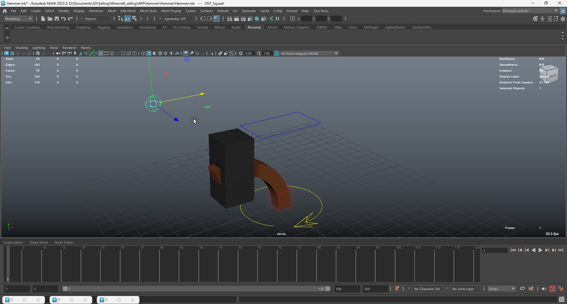 3D Minecraft Hammer Rig - TurboSquid 2477714