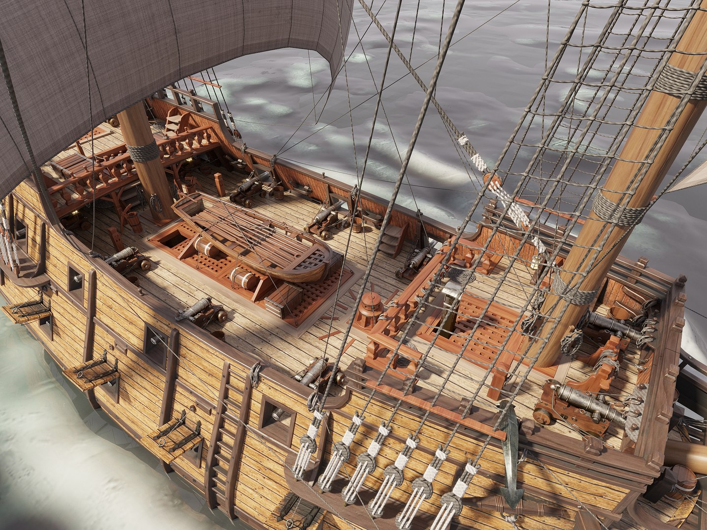 Galleon with interior model - TurboSquid 1740038