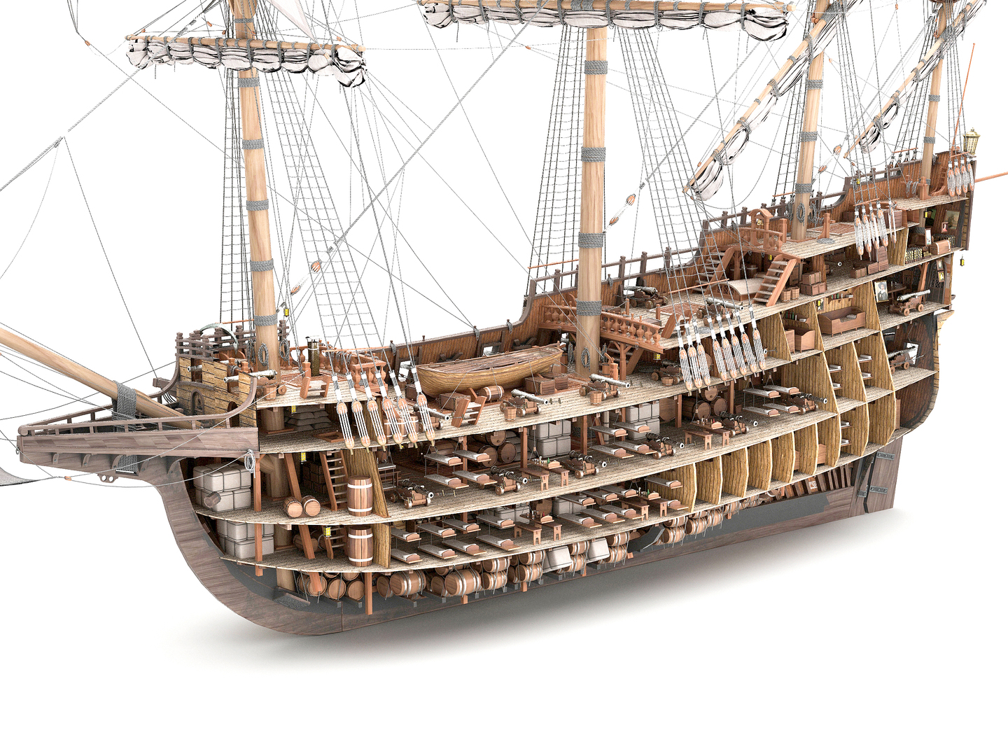 Galleon with interior model - TurboSquid 1740038
