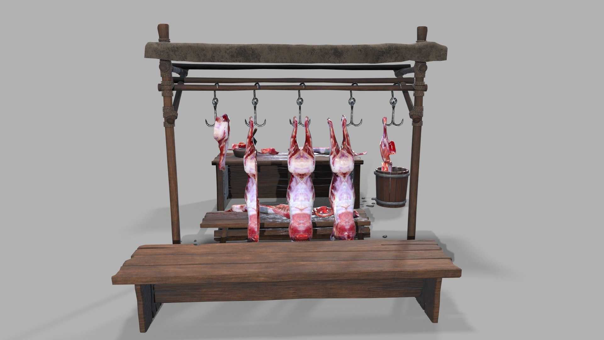 3D Medieval Style Meat Stall - TurboSquid 2238837