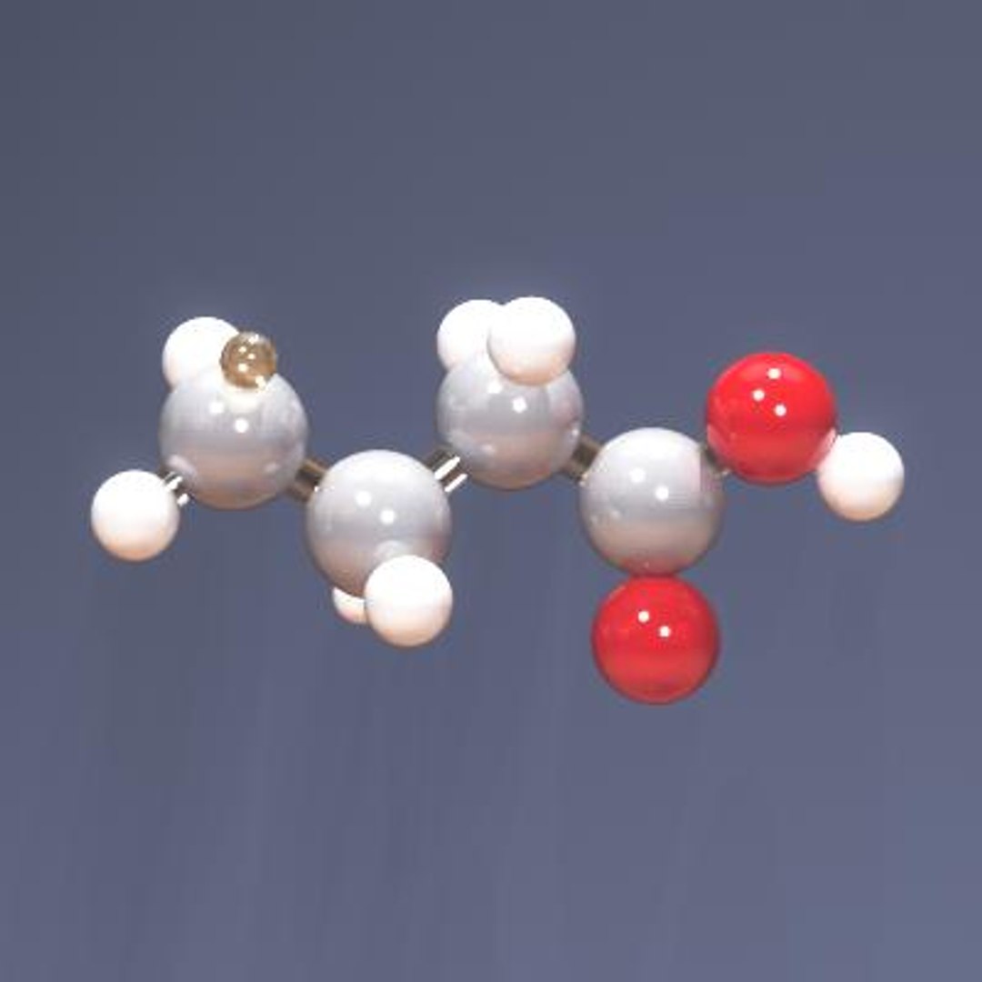 molecule acid butanoic 3d model