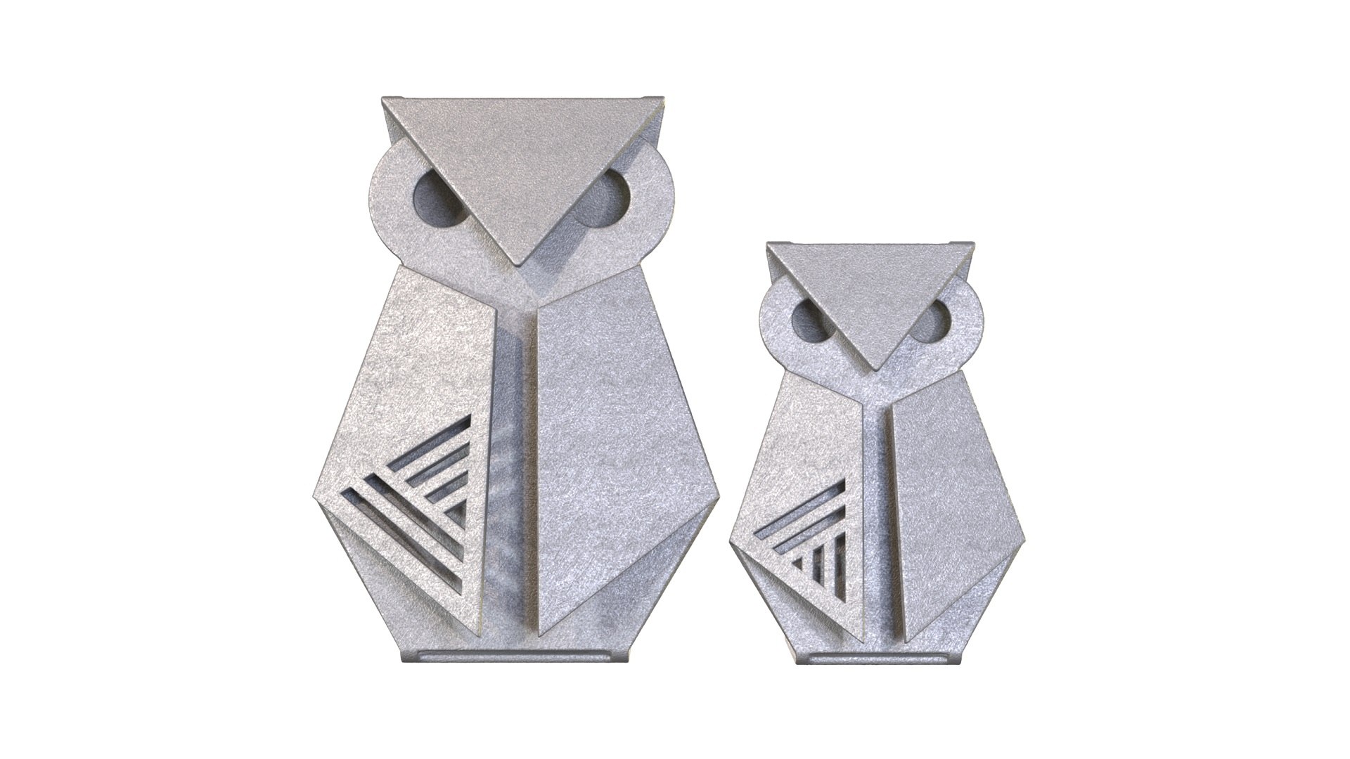 Owls - A Pair Of Abstract Origami Metal Figures 3D - TurboSquid 2260431