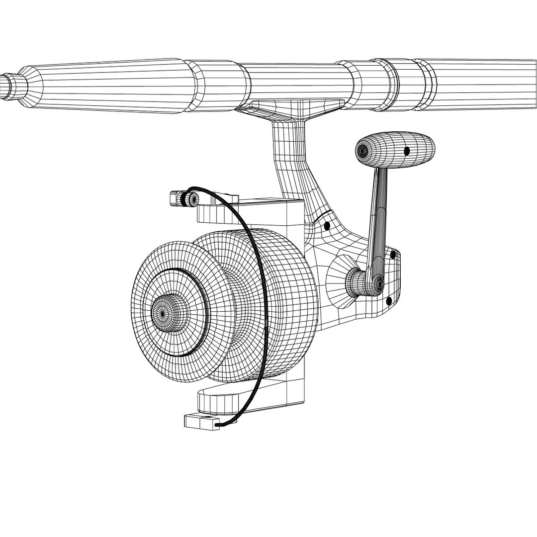 3d saltwater fishing rod reel model