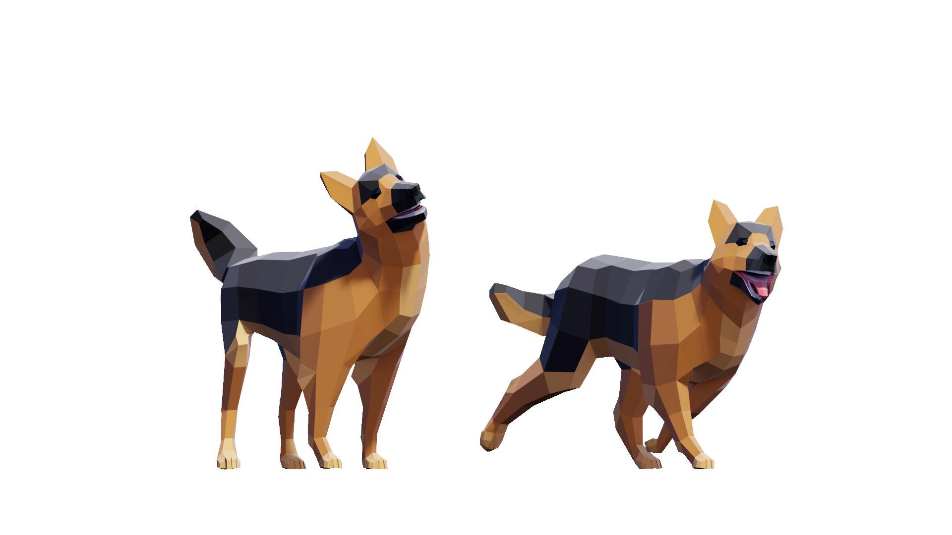Low Poly German Shepherd Dog Pack 3D Model - TurboSquid 2188674