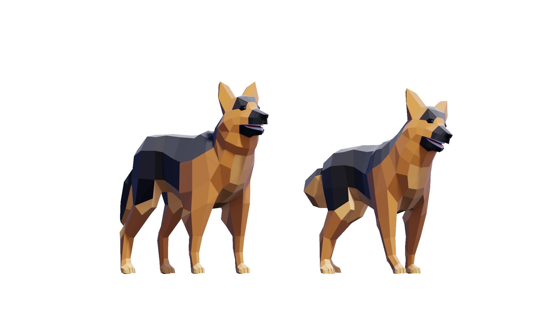 Low Poly German Shepherd Dog Pack 3D Model - TurboSquid 2188674
