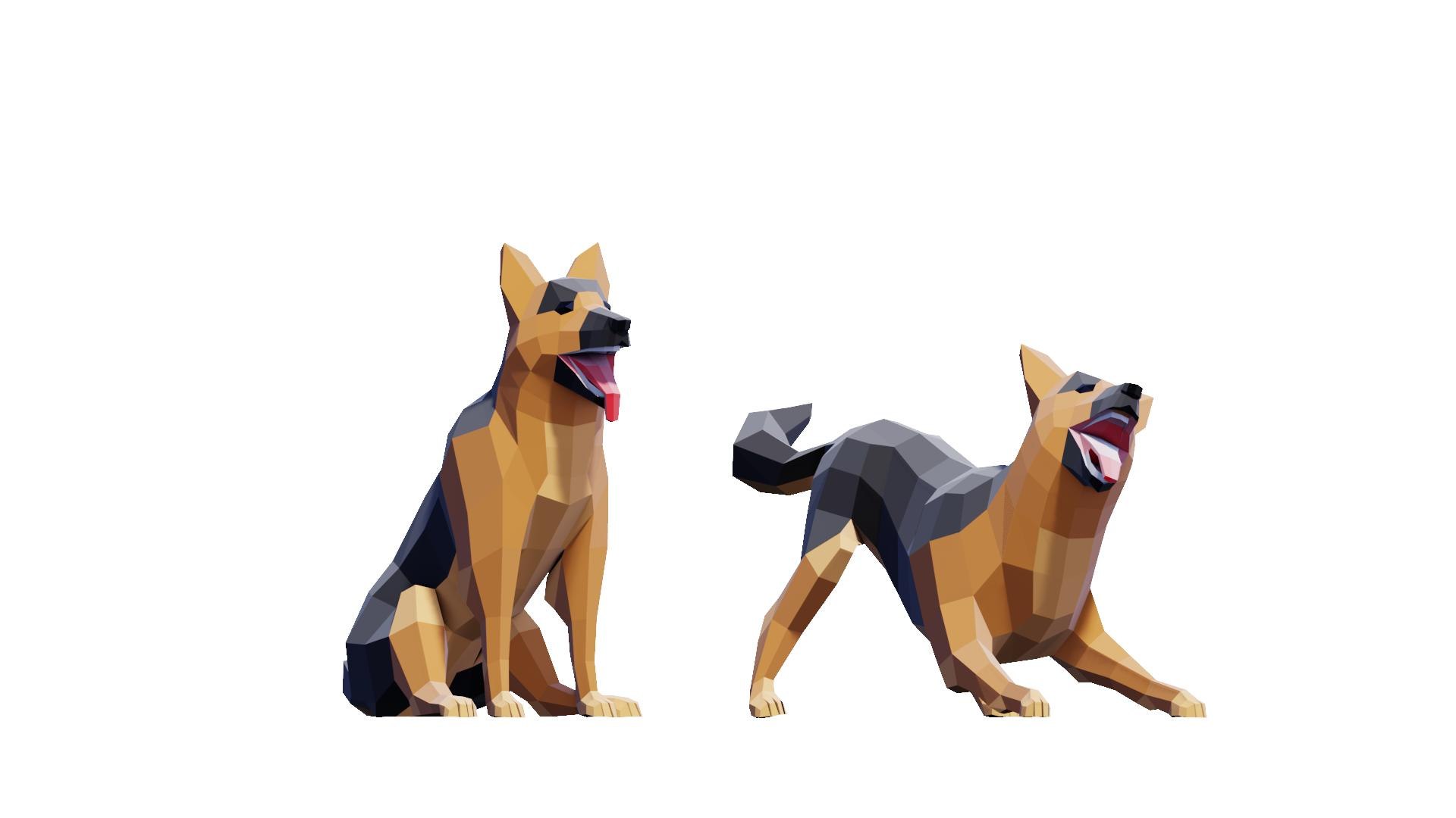 Low Poly German Shepherd Dog Pack 3D Model - TurboSquid 2188674