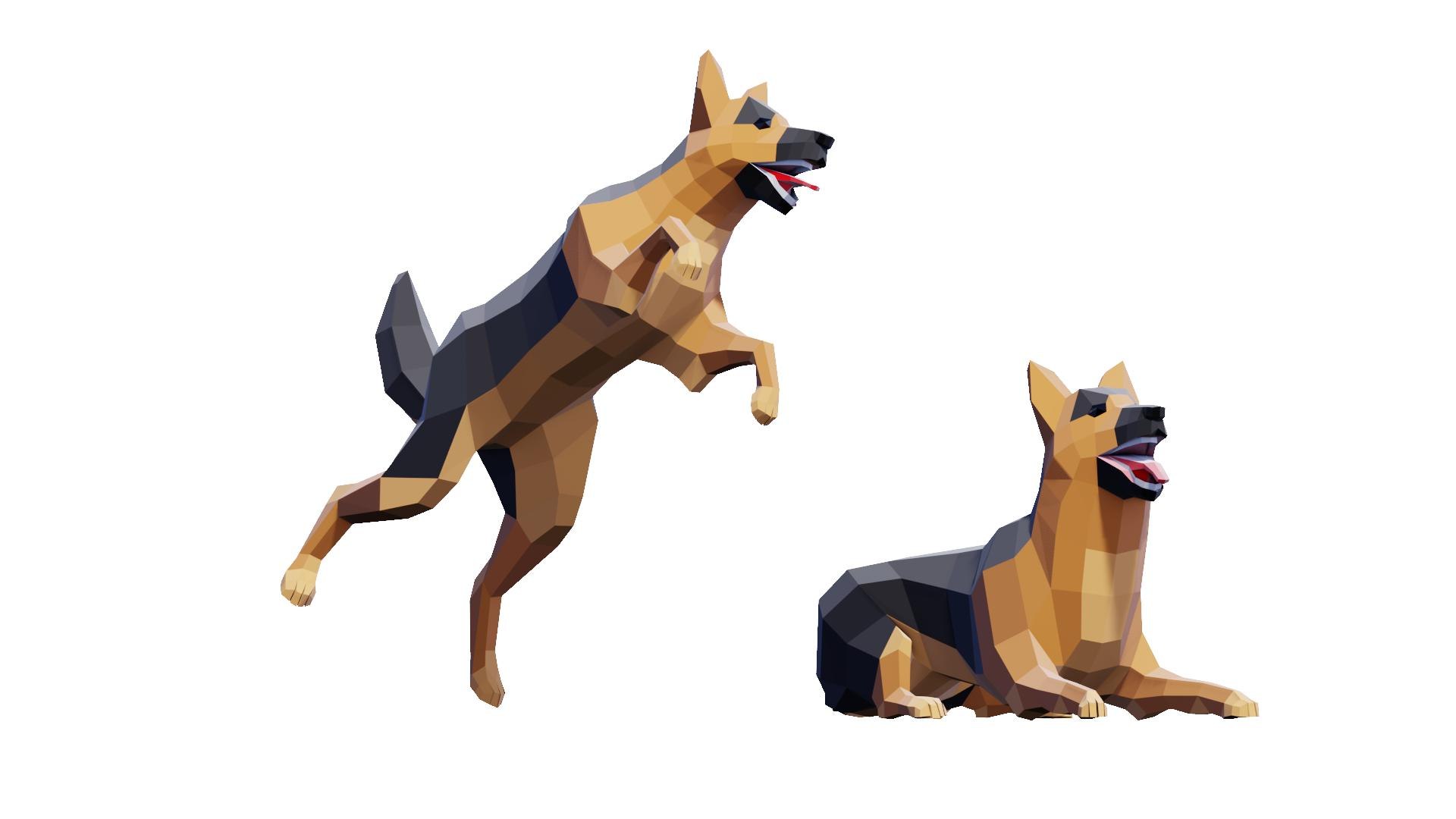 Low Poly German Shepherd Dog Pack 3D Model - TurboSquid 2188674