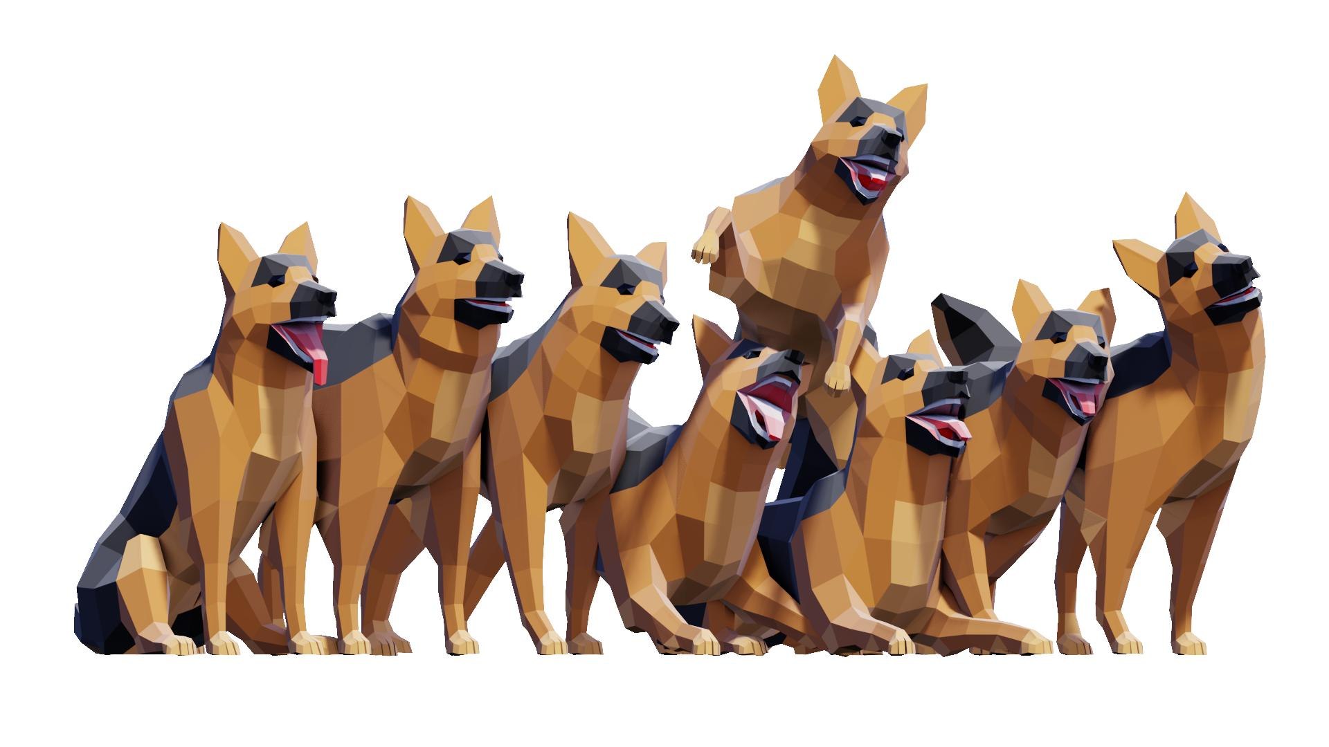 Low Poly German Shepherd Dog Pack 3D Model - TurboSquid 2188674