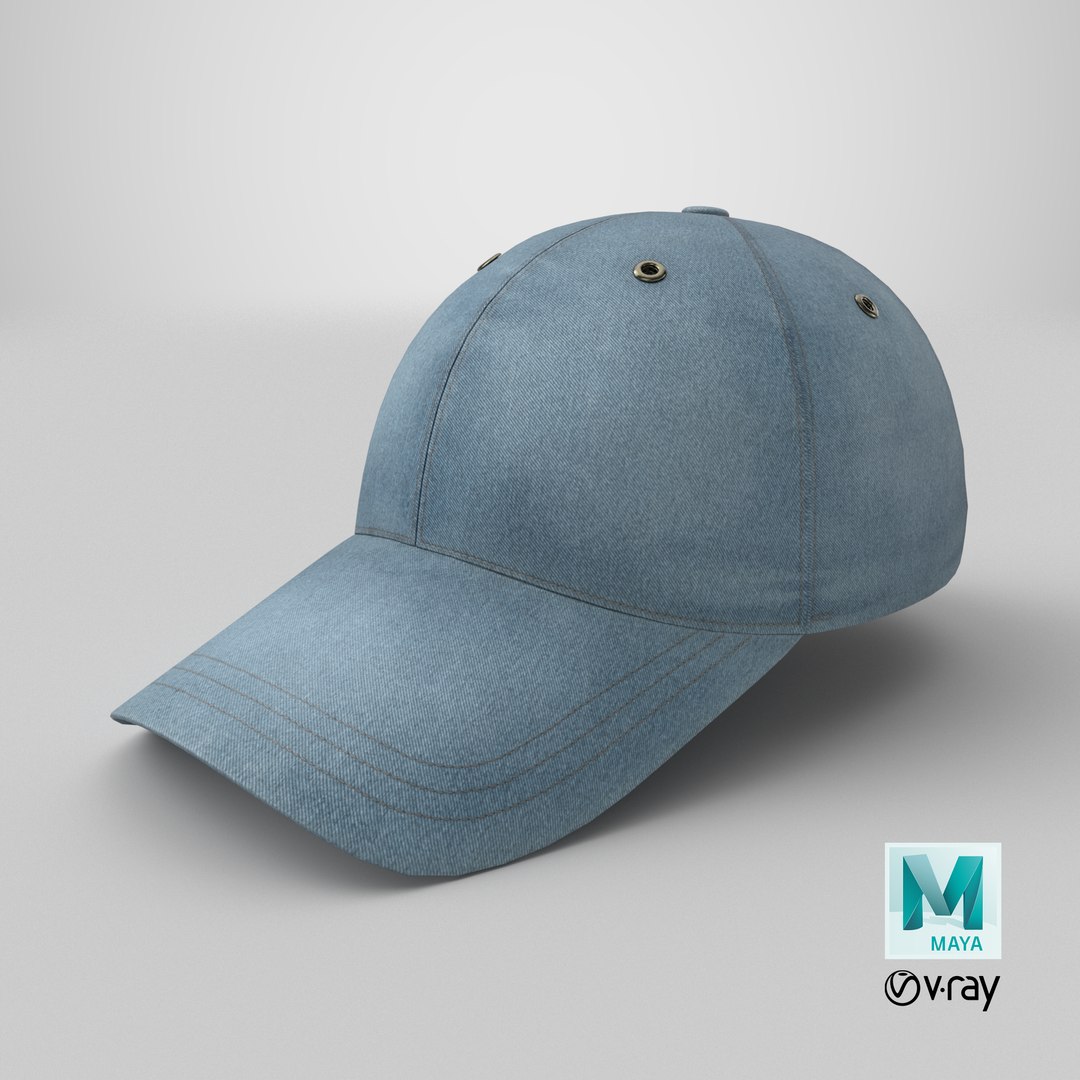 Blue Denim Baseball Cap 3D Model - TurboSquid 2129258