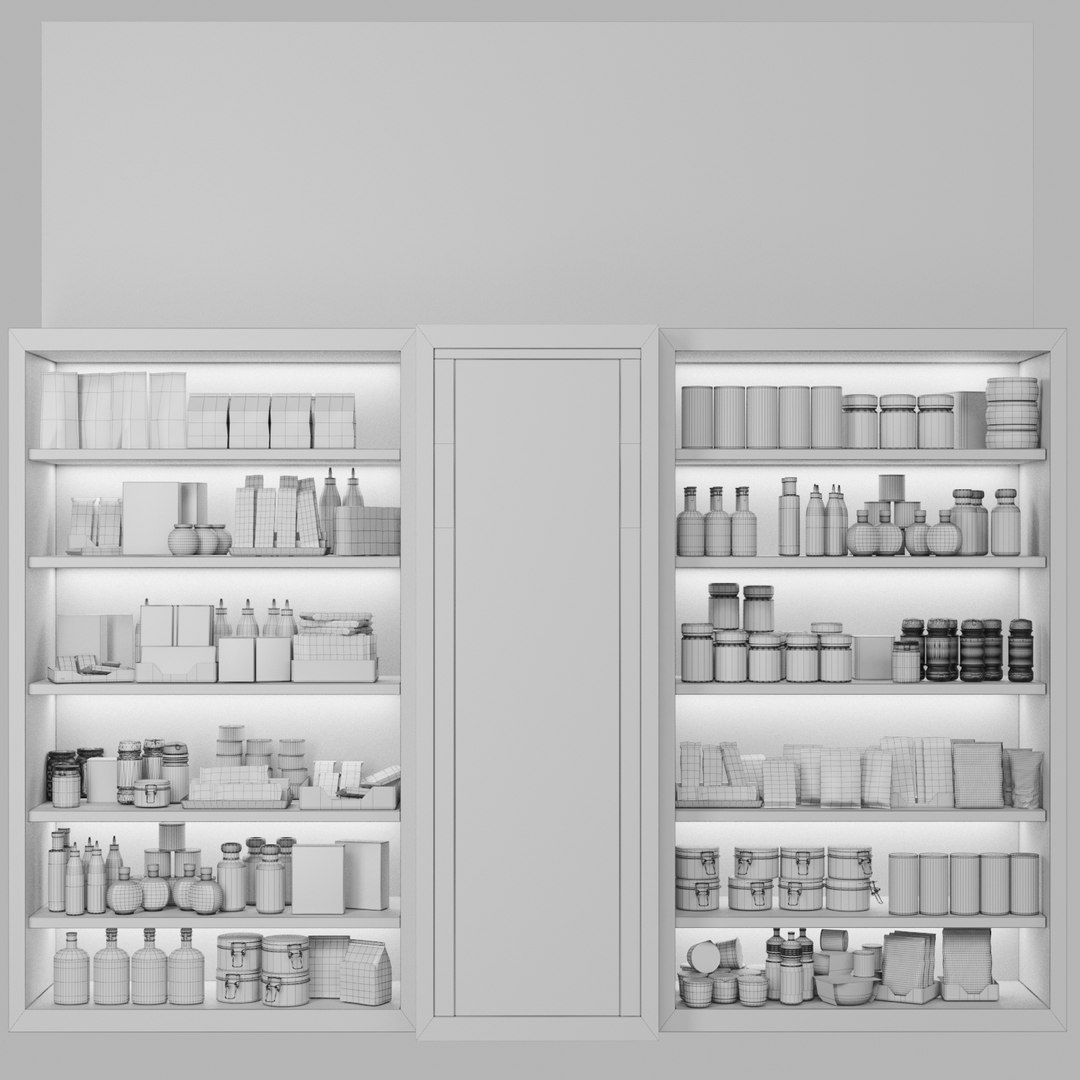 3D Large Grocery Showcase In A Supermarket - TurboSquid 1792402