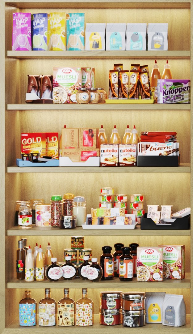 3D Large Grocery Showcase In A Supermarket - TurboSquid 1792402