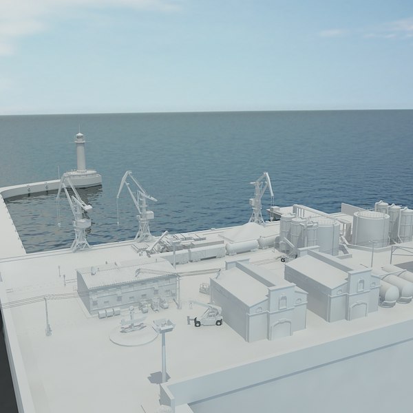 shipping port 3d model