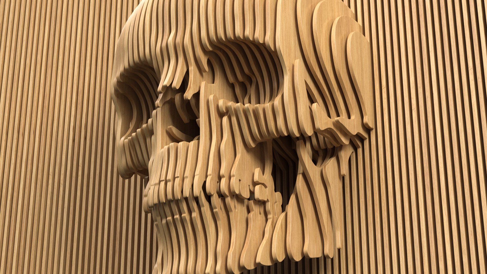 Modern Parametric Wooden Wall Decor - Scull 3D - TurboSquid 2371492
