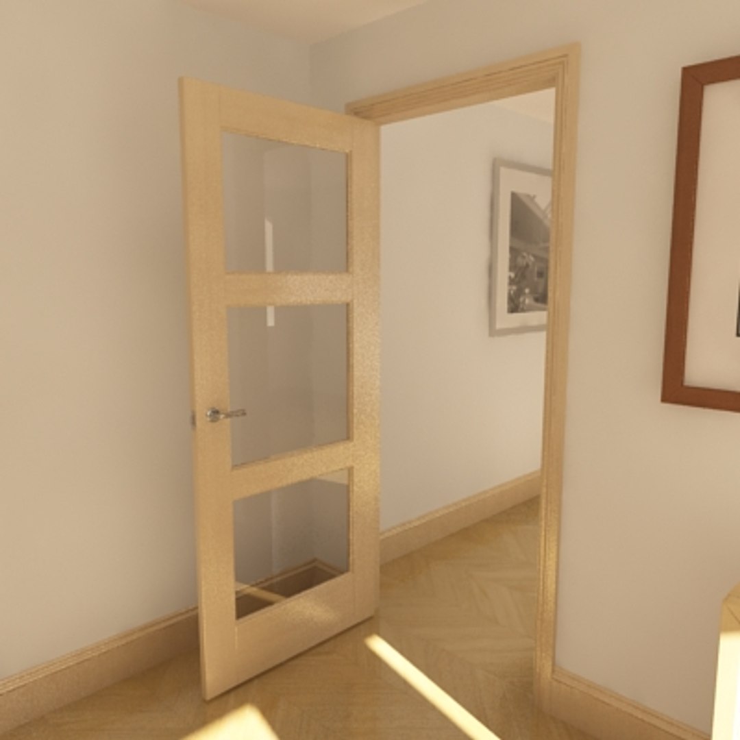 3d Model 3 Panel Glazed Door