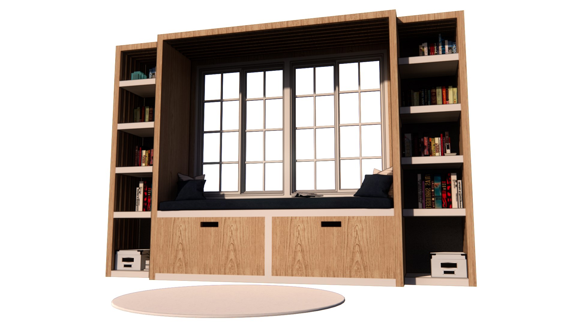 3D Model Window Seat And Bookshelves - TurboSquid 2049718