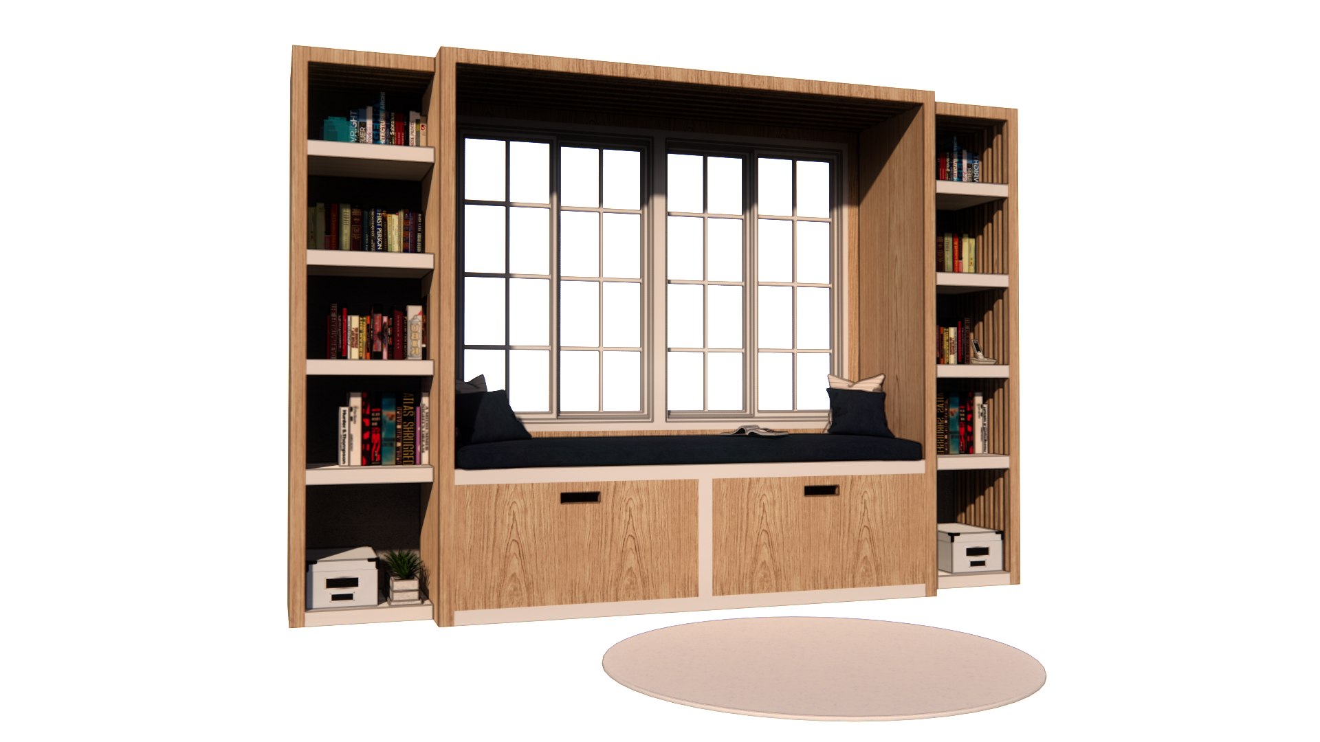 3D Model Window Seat And Bookshelves - TurboSquid 2049718