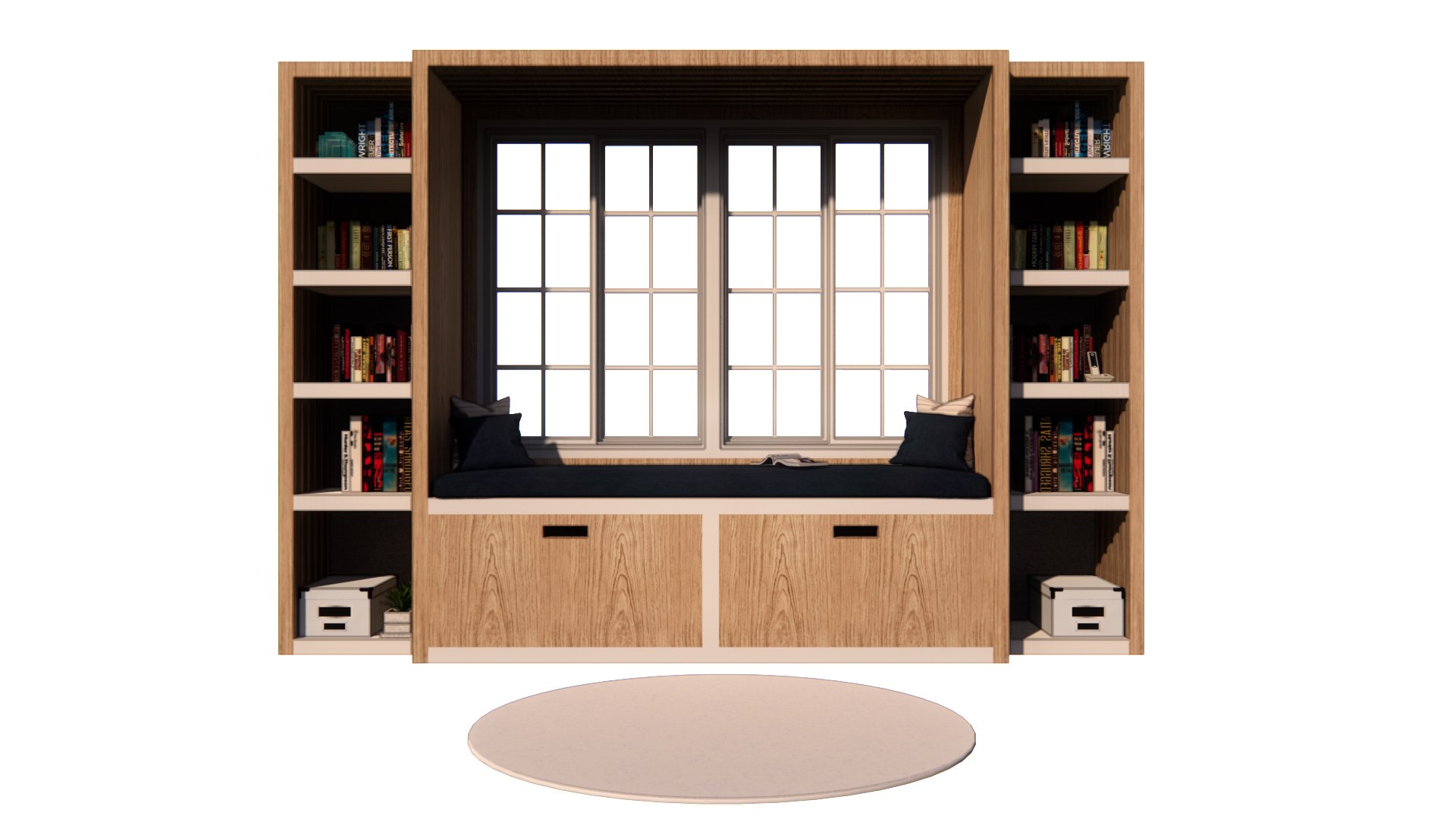 3D Model Window Seat And Bookshelves - TurboSquid 2049718
