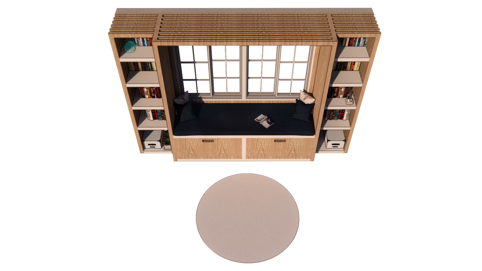 3D Model Window Seat And Bookshelves - TurboSquid 2049718