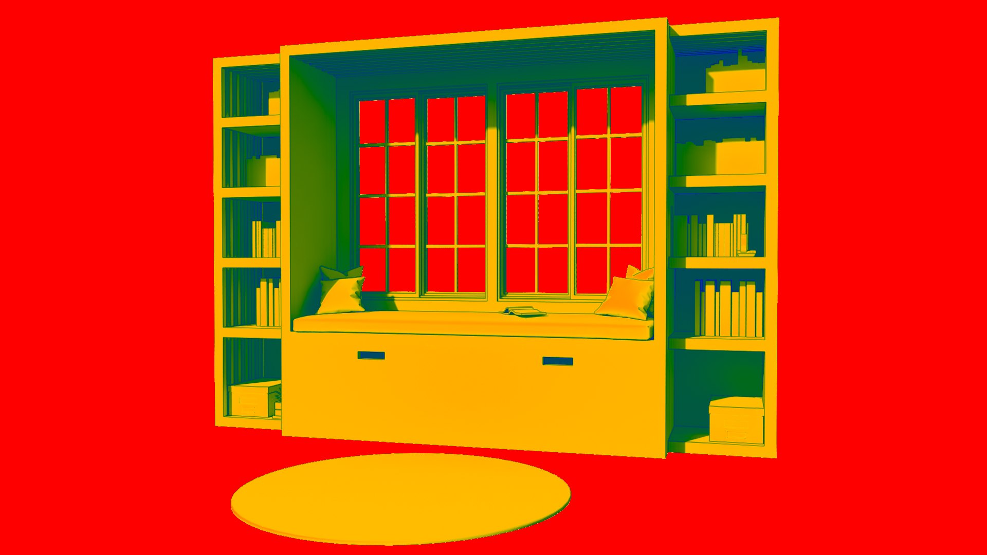 3D Model Window Seat And Bookshelves - TurboSquid 2049718