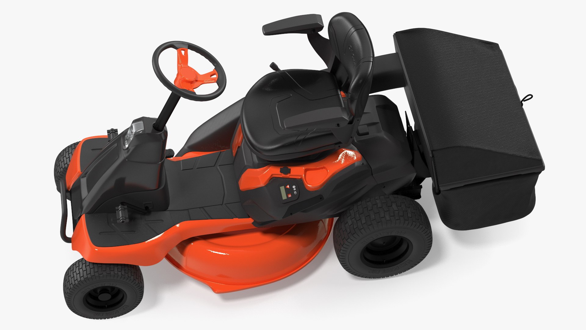 Mobile Lawn-Mower Orange With Grass Collection Bag Rigged 3D ...
